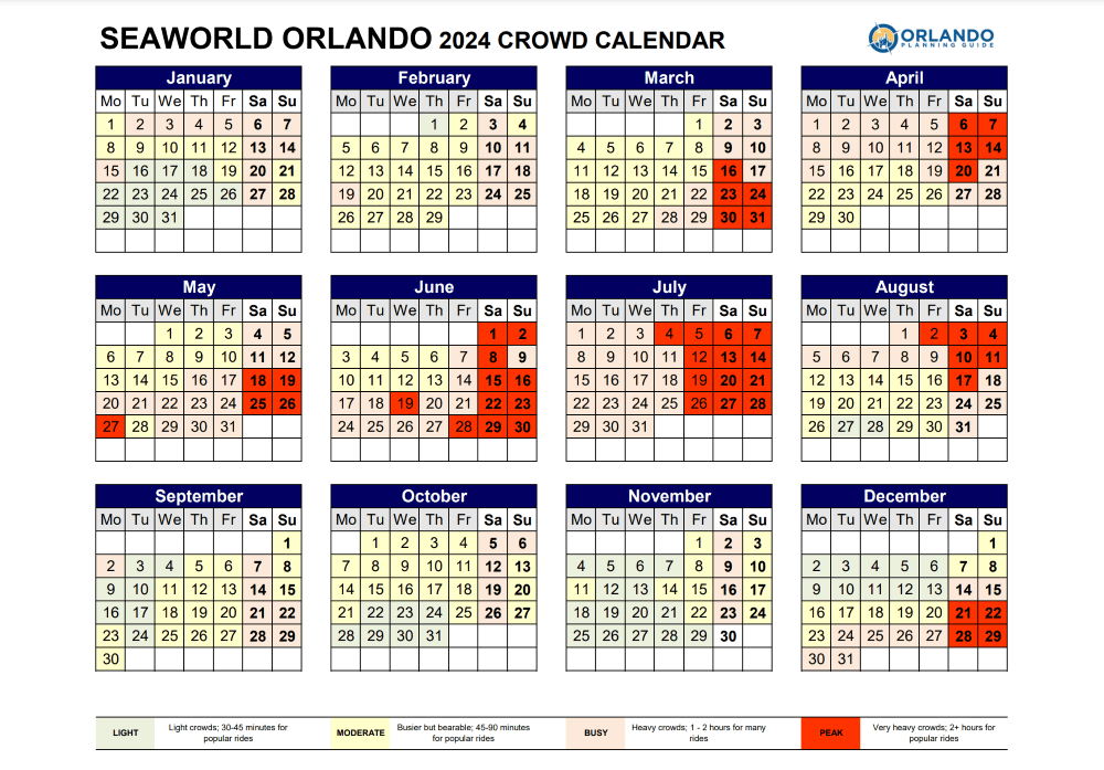 Seaworld Orlando Crowd Calendar - orlandoplanningguide